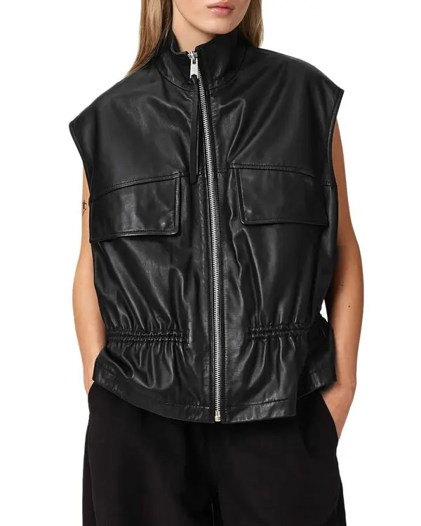 ALLSAINTS Flor Leather Vest - Black