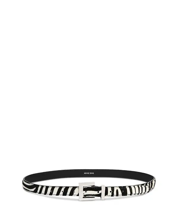 ANINE BING Nicola Print Calf Hair Belt - Zebra