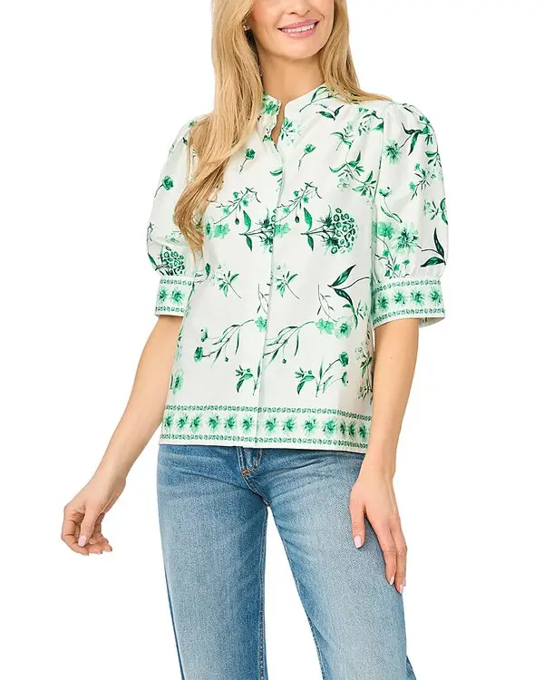 CECE DUPRAZ Mock Neck Elbow Sleeve Top - Vibrant Kelly