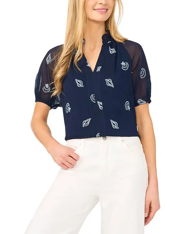CECE DUPRAZ Embroidered Seashell Blouse