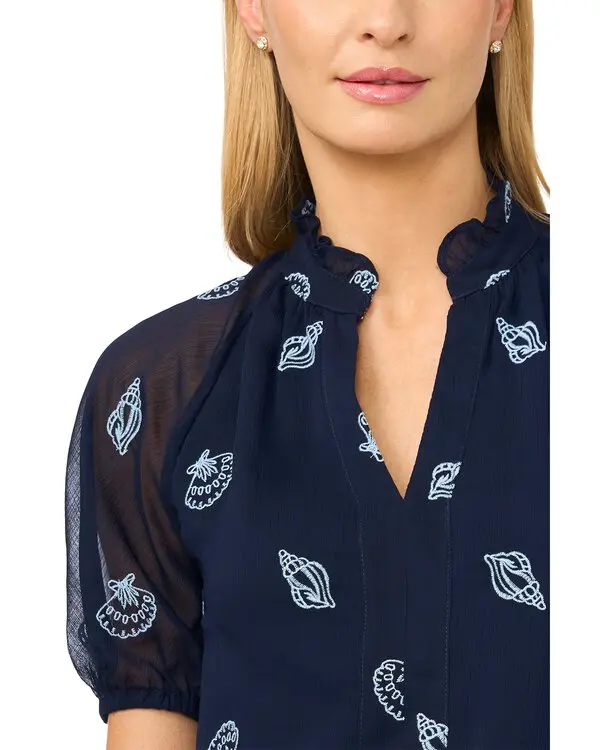 CECE DUPRAZ Embroidered Seashell Blouse