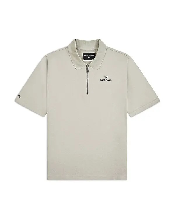 PAPER PLANES French Terry Script Weld Quarter Zip Polo