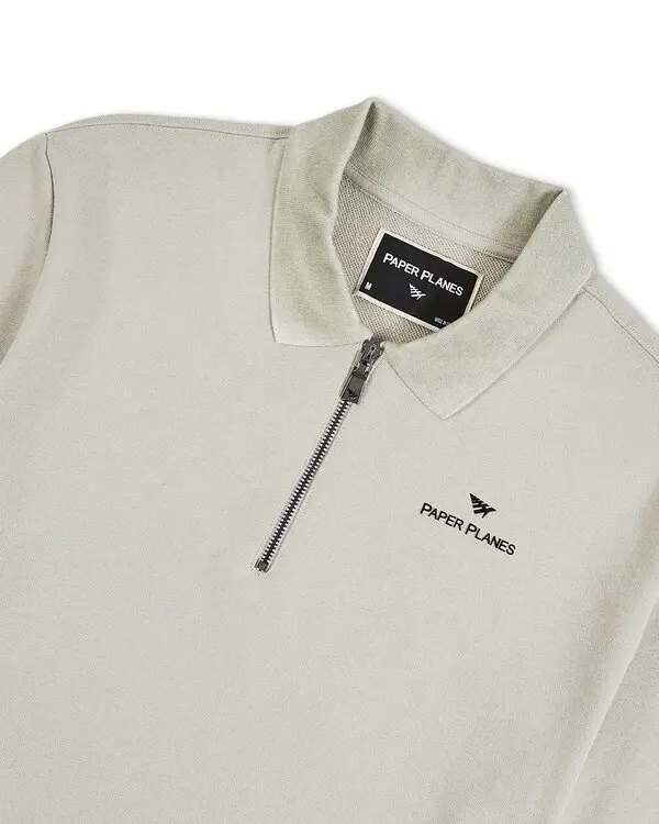 PAPER PLANES French Terry Script Weld Quarter Zip Polo