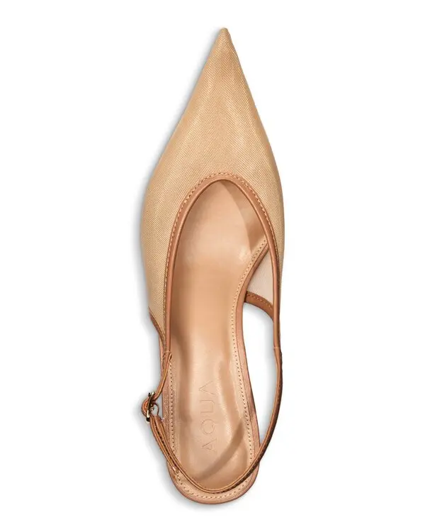 Aqua Kitie Mesh Slingback Pumps - Nude Mesh