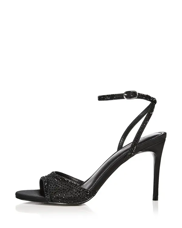 Aqua Naya Embellished Mesh High Heel Sandals - Black Multi
