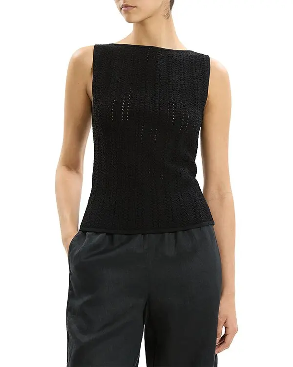 Theory Textured Boat Neck Top