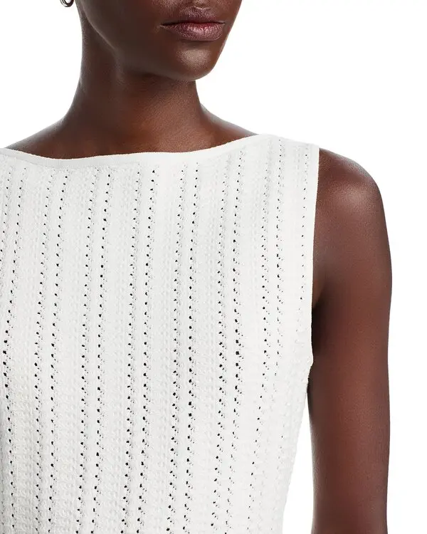 Theory Textured Boat Neck Top - White