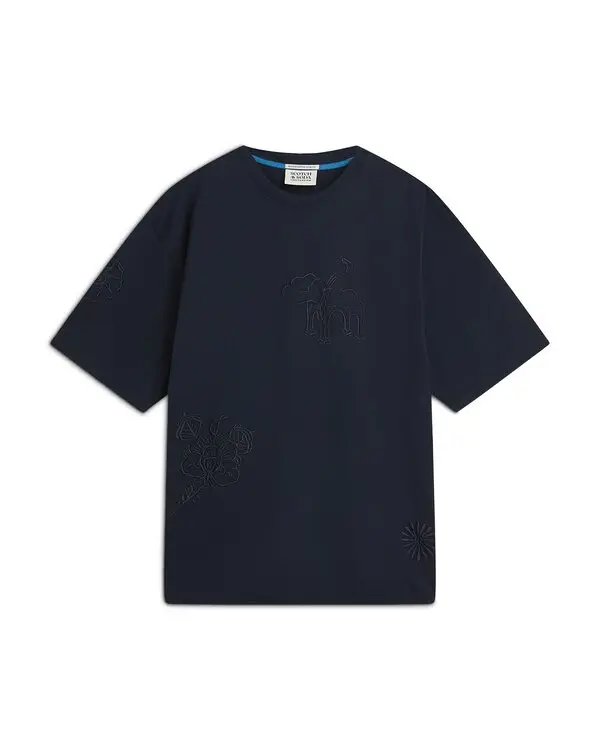 Scotch & Soda Delfts Blau Embroidered T-shirt
