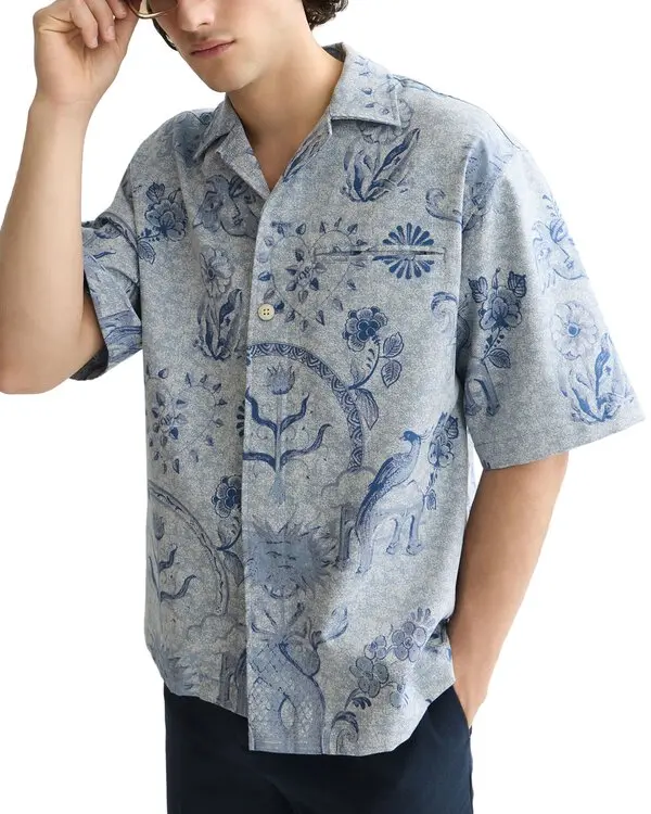Scotch & Soda Delfts Blau Jacquard Graphic Shirt