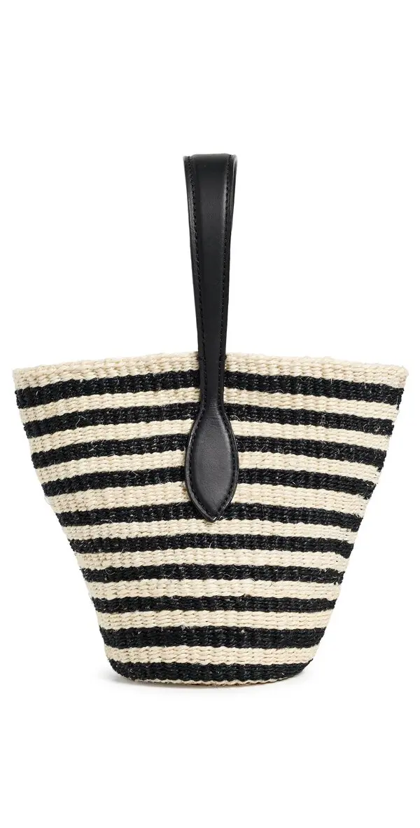 LIFFNER Single Handle Basket Tote - Black/cream Stripe