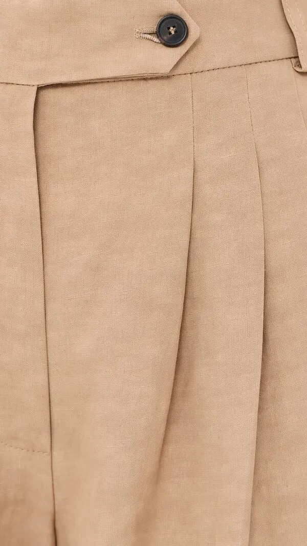 FRENKEN Tailored Pleated Linen Blend Trousers