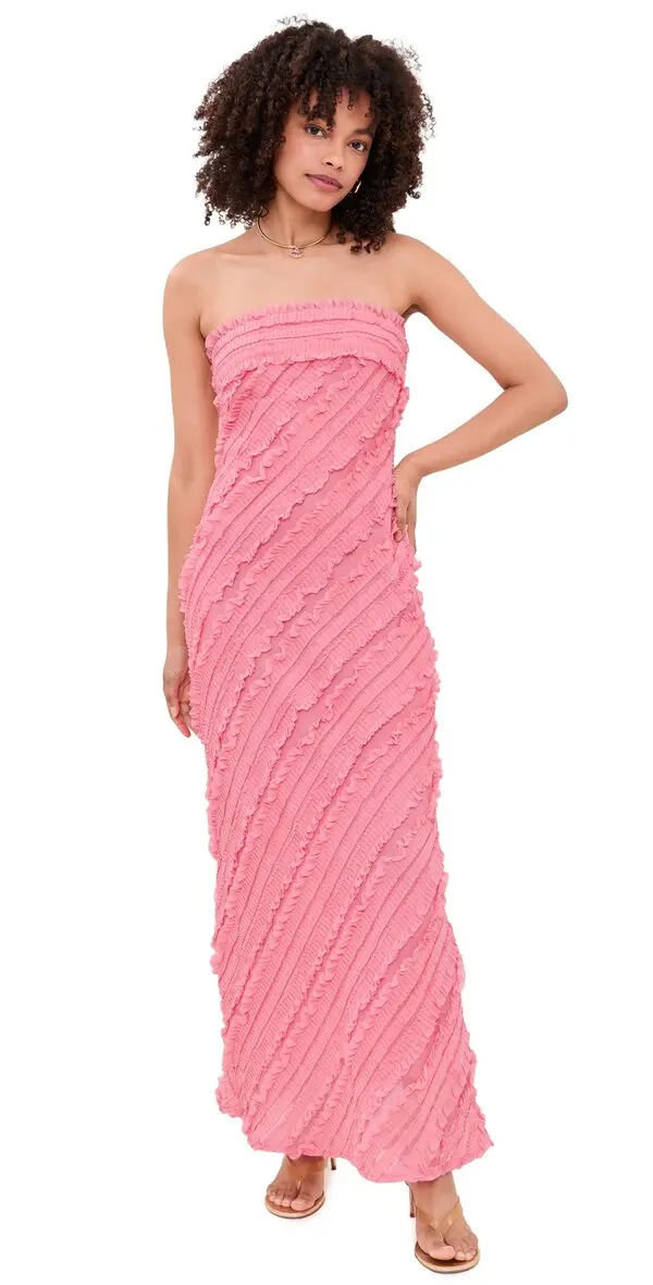 Endless Rose Strapless Ruffled Maxi Dress