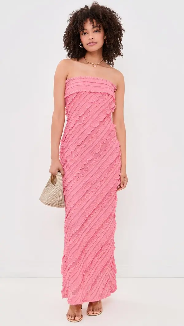 Endless Rose Strapless Ruffled Maxi Dress