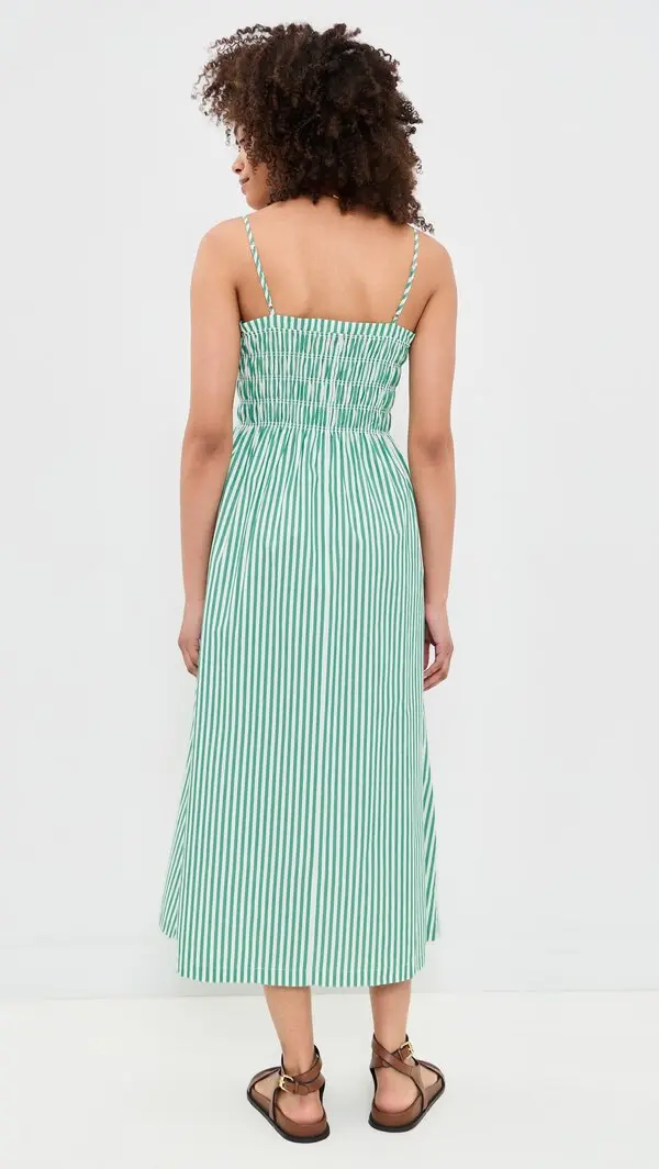 Rails Primrose Striped Midi Dress - Emerald Stripe
