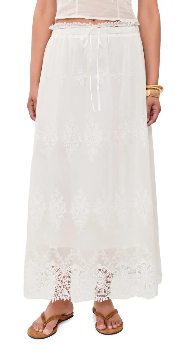 HOUSE OF SUNNY Blossom Embroidered Maxi Skirt
