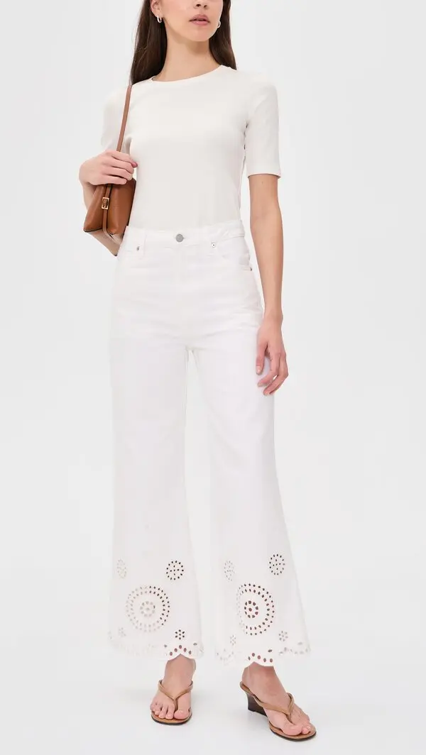 FRAME Eyelet Wide Flare Jeans
