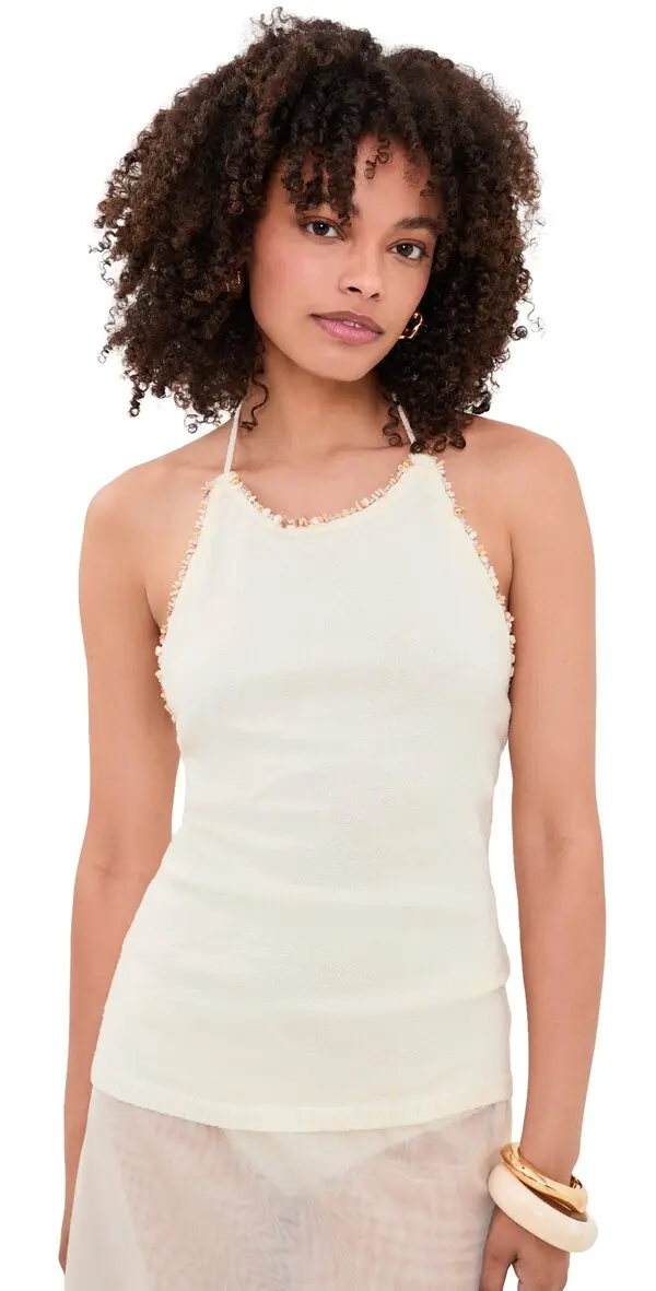 Line & Dot Simone Sweater Tank Top With Bead And Stone Trim
