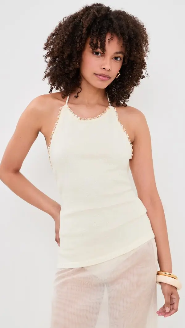 Line & Dot Simone Sweater Tank Top With Bead And Stone Trim