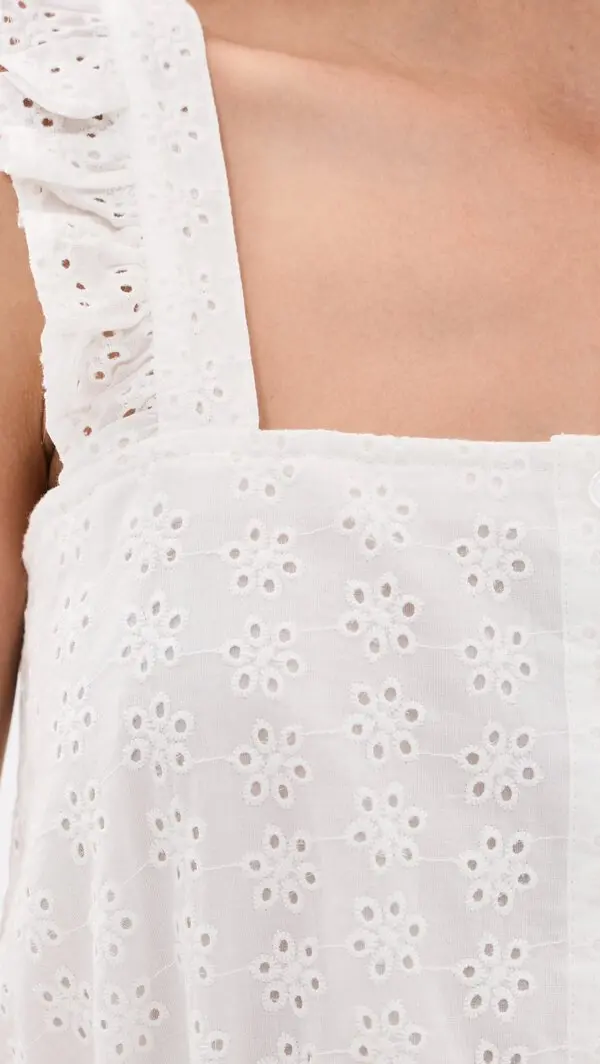 Blanknyc Embroidered Cotton Square Neck Top With Front Tie