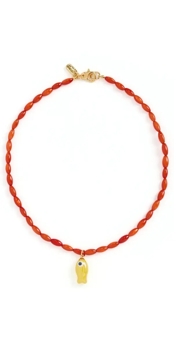 LOGAN TAY Beaded Fish Necklace - Orange
