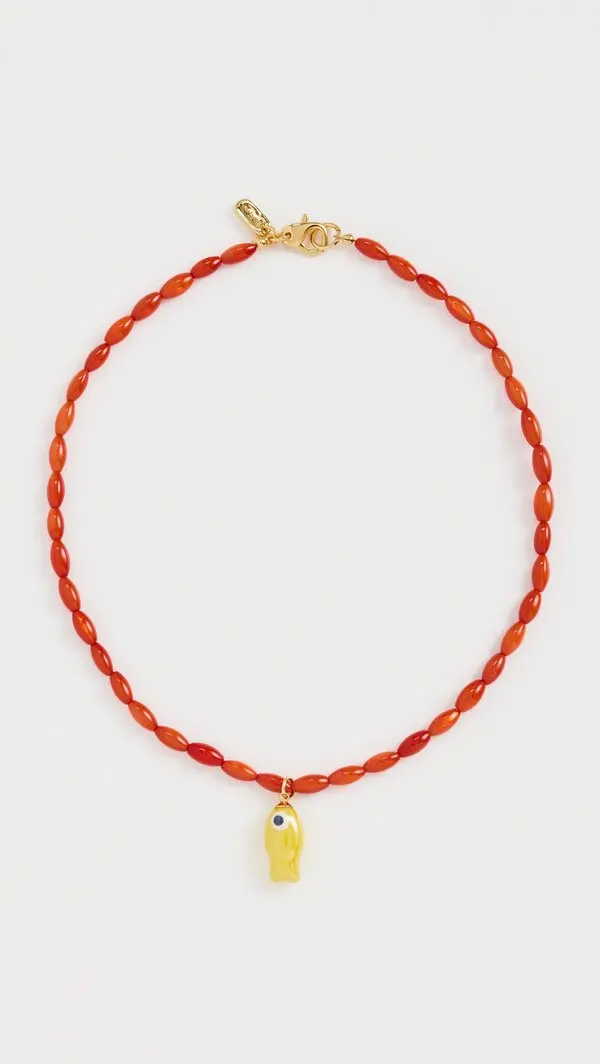 LOGAN TAY Beaded Fish Pendant Necklace