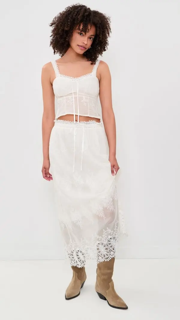 HOUSE OF SUNNY Blossom Embroidered Sweetheart Neck Top