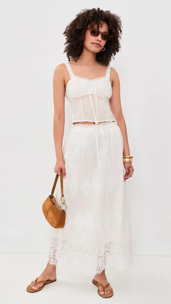 HOUSE OF SUNNY Blossom Embroidered Sweetheart Neck Top