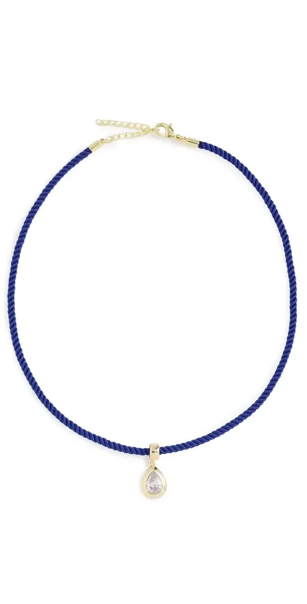 ADINA EDEN Pear Bezel Pendant & Twisted Necklace - Gold