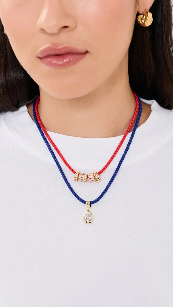 ADINA EDEN Pear Bezel Pendant & Twisted Necklace
