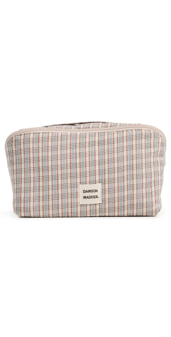 DAMSON MADDER Large Check Wash Bag - Ginger