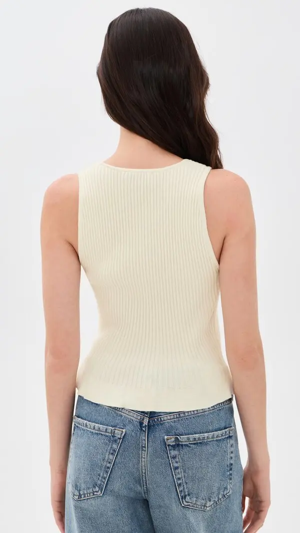Paige Bronwyn Tank With Square Neck And Ruffle Trim - Ivory