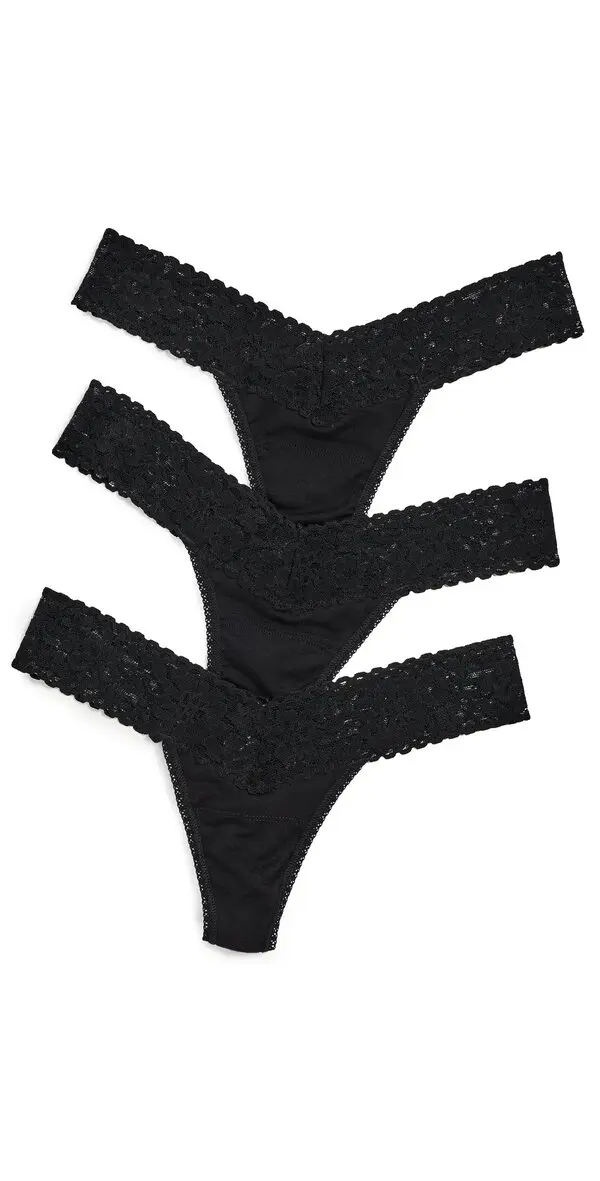 Hanky Panky Dreamease Low Rise Thong 3 Pack - Black