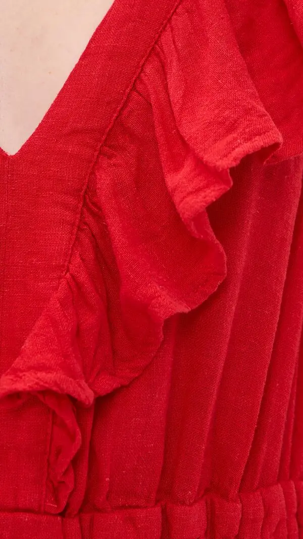 Rails Beaux Linen Blend Maxi Dress With Ruffled V-neck