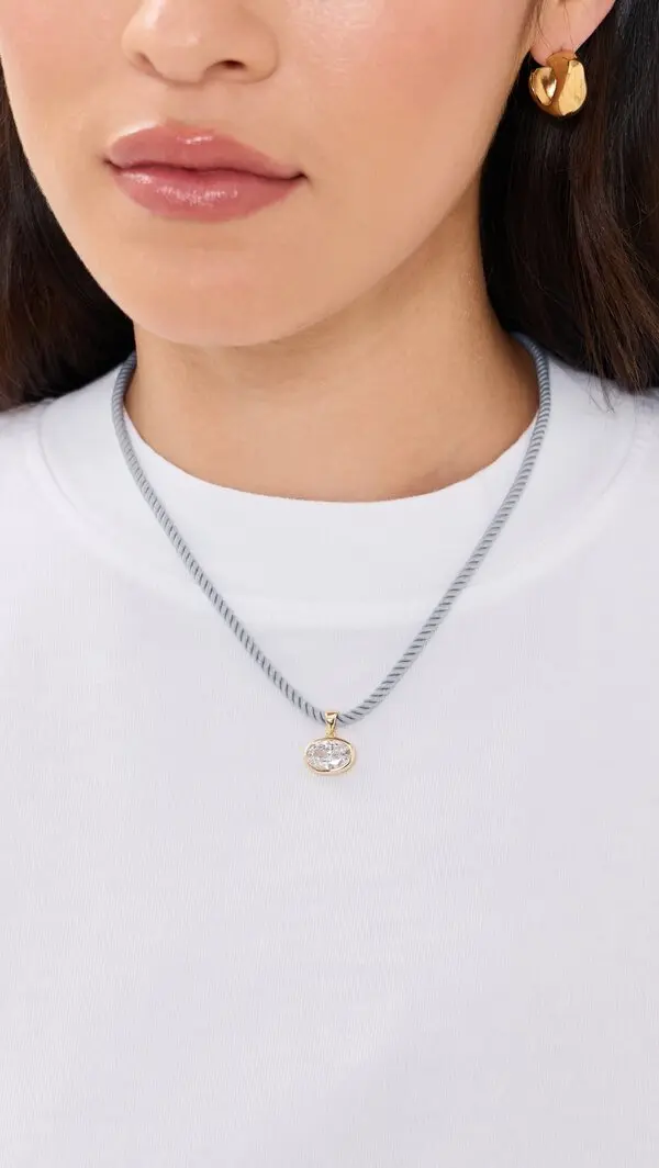 ADINA EDEN Bezel Charm & Colored Rope Necklace