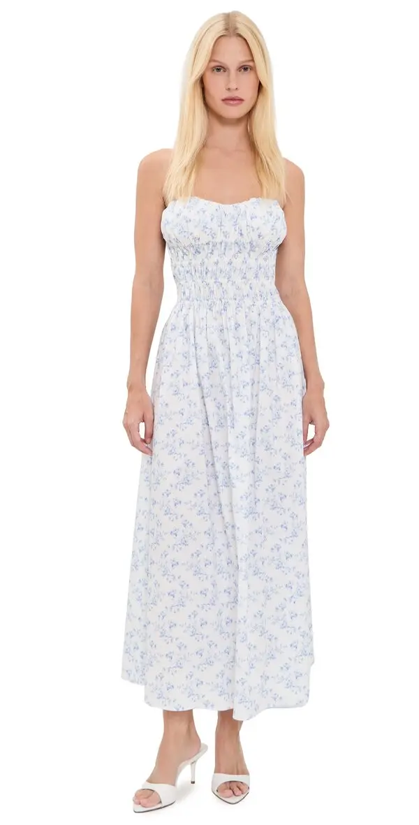 Caroline Constas Ivette Floral Print Strapless Maxi Dress