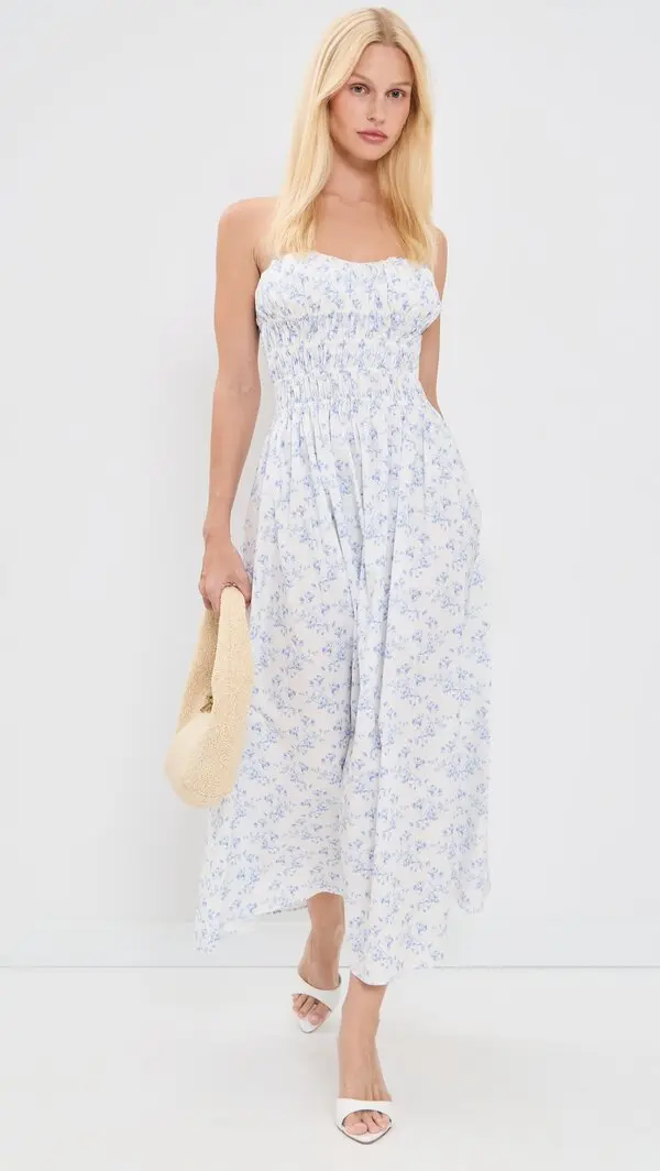Caroline Constas Ivette Floral Print Strapless Maxi Dress