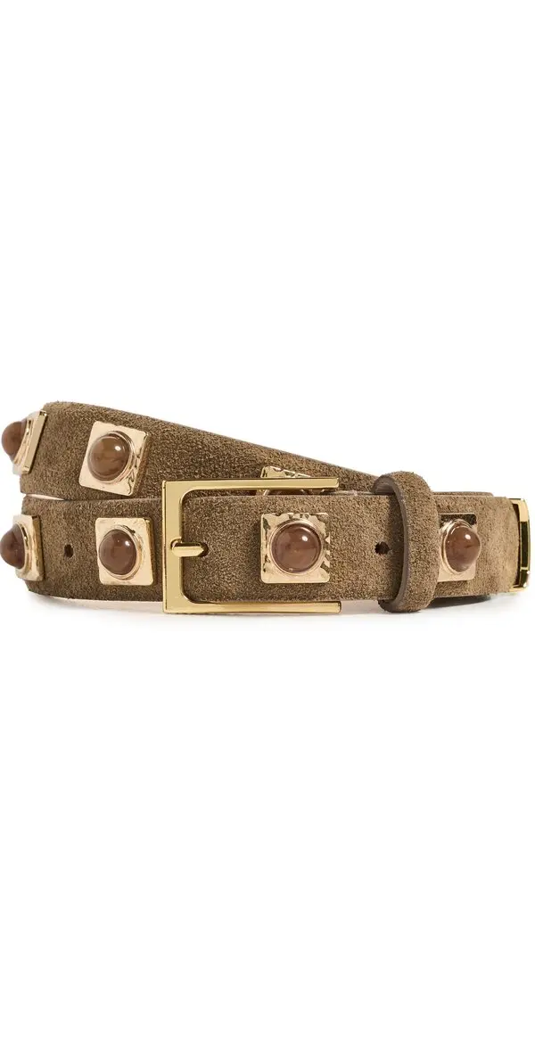 AUREUM Suede Studded Belt - Mocha