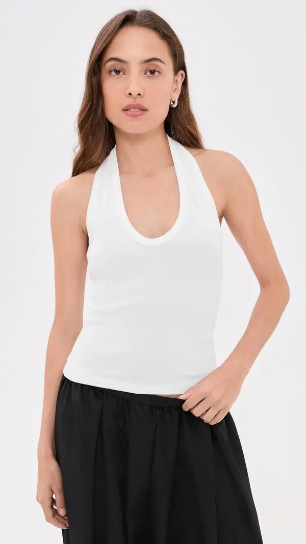A.L.C. Ari Halter Neck Tank Top - White