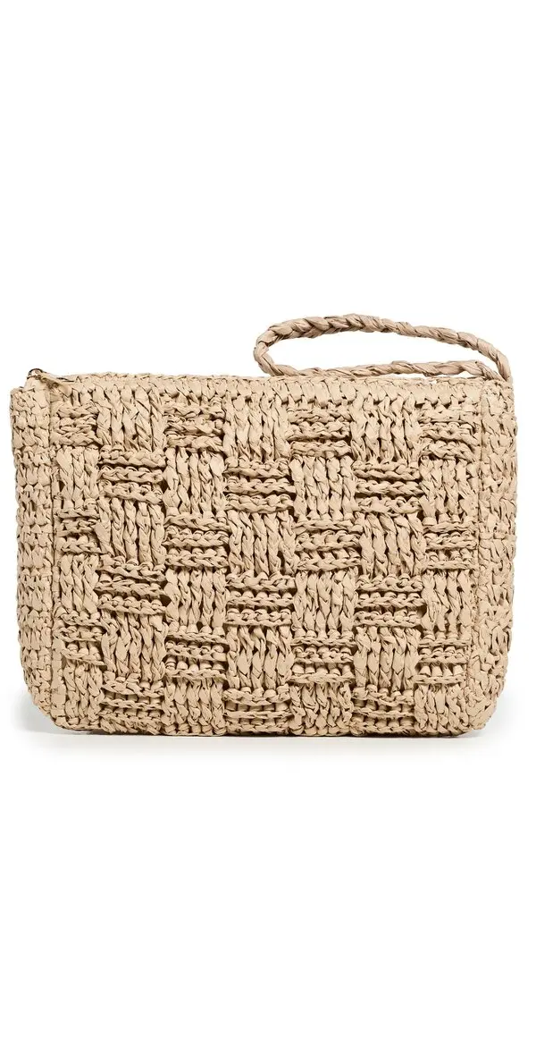 Faherty Brand Woven Raffia Wristlet Clutch - Natural