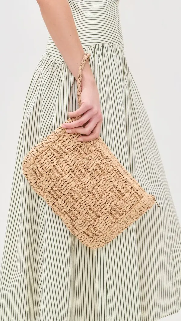 Faherty Brand Woven Raffia Wristlet Clutch
