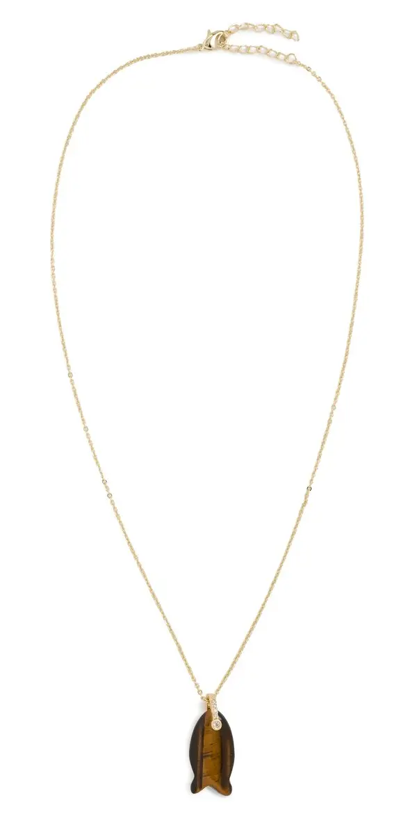 ADINA EDEN Fish Pendant Necklace - Tiger Eye