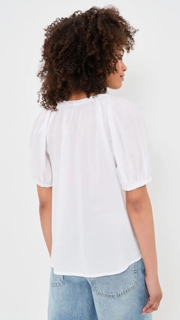 Faherty Brand Voile Lettie Puff Sleeve Top