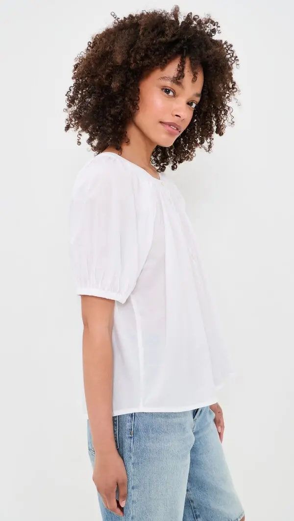 Faherty Brand Voile Lettie Puff Sleeve Top
