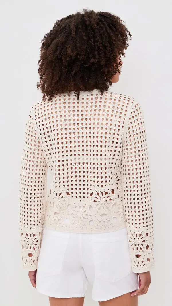 FRAME Crochet Cardigan With Floral Detail