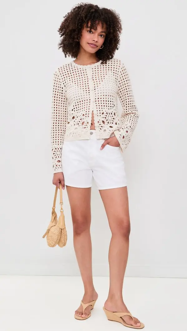 FRAME Crochet Cardigan With Floral Detail