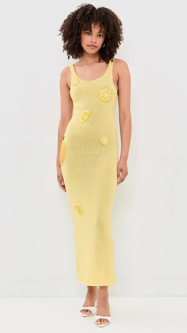 LESLIE AMON Citron Knit Tank Dress