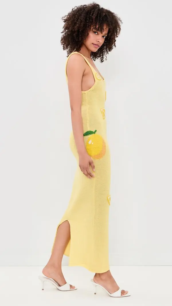 LESLIE AMON Citron Knit Tank Dress