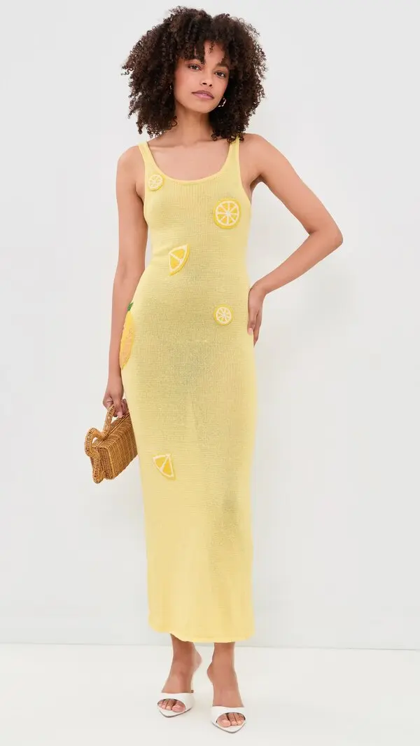 LESLIE AMON Citron Knit Tank Dress