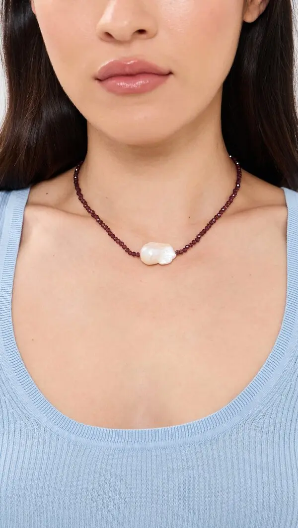 ADINA EDEN Beaded Baroque Pearl Choker Necklace
