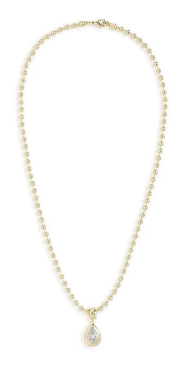 ADINA EDEN Pear Bezel Pendant Necklace - Gold